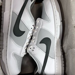 Nike | Shoes | Nike Dunk Low Reflective Swoosh White Gs | Poshmark